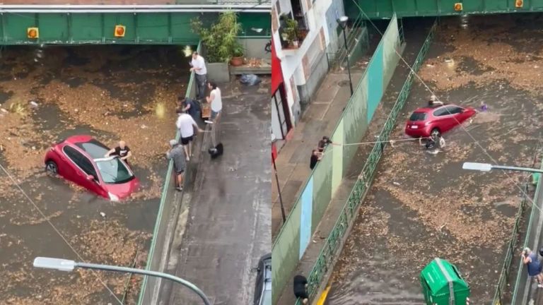 [VIDEO] Un auto quedó flotando en un bajo nivel y los vecinos lo ...